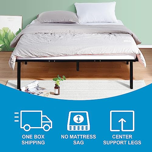 Boyd Sleep 14" High Metal Platform Bed Frame with Wood Slat Support, Adjustable Lumbar Zone from Firm to Plush, No Box Spring Required, Easy Assembly, Under Bed Storage Space, Size California King