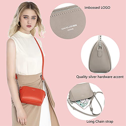 DAVID - JONES INTERNATIONAL. Lightweight Crossbody Phone Bag for Women, Small Shoulder Bag Cell Phone Wallet Purses and Handbags with Chain Strap,Vegan Leather Camel Purse