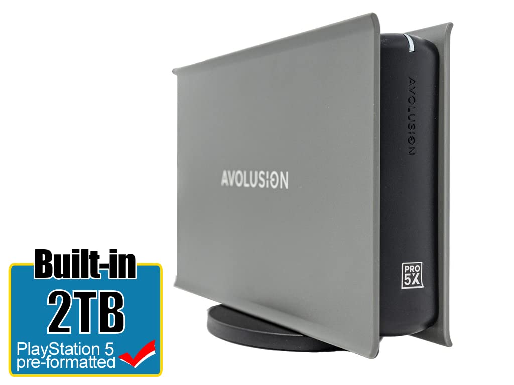 Avolusion PRO-5X Series 2TB USB 3.0 External Gaming Hard Drive for PS5 Game Console (Grey) - 2 Year Warranty (Renewed)