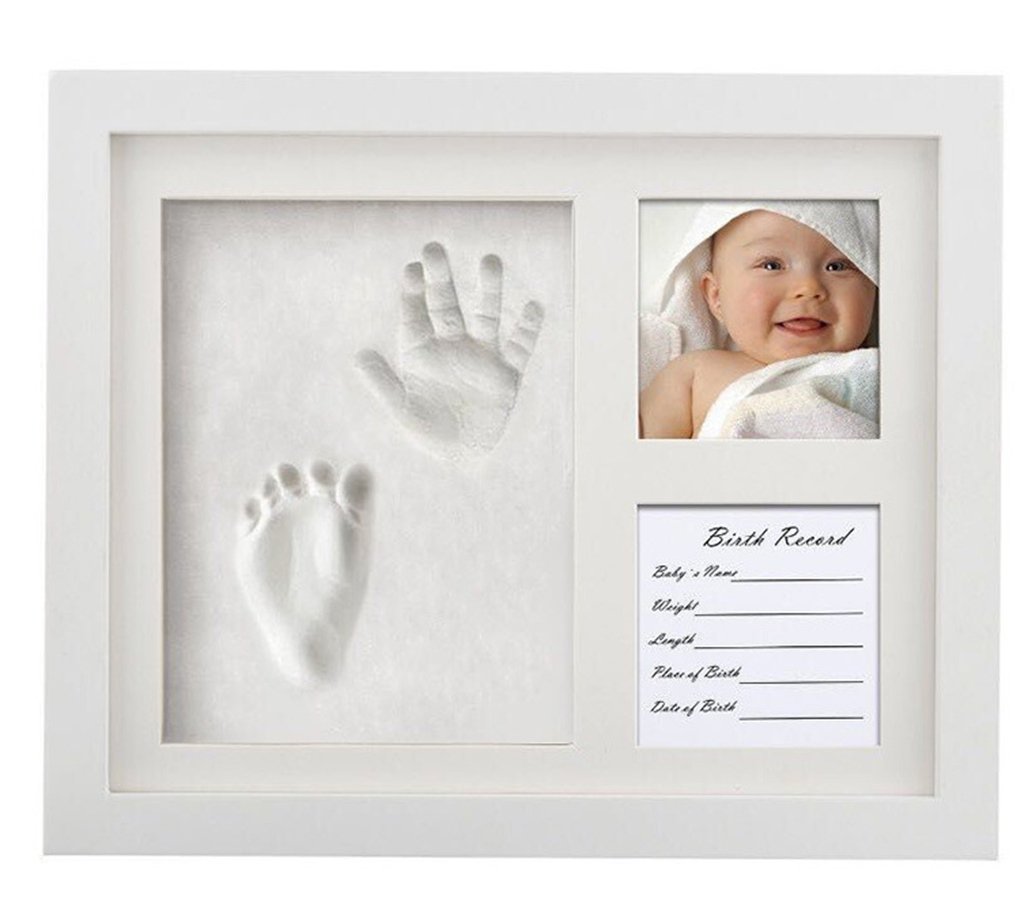 VolksRose Baby Handprint & Footprint Photo Kit, Toddlers Picture Frame, Newborns Girls and Boys Hand and Foot Unique Foamed Mold Print – Perfect for Baby Boy and Girl Room Decor (White) #1