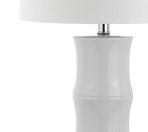 JONATHAN Y JYL3015C Tiki 26.5" Ceramic LED Table Lamp Contemporary Traditional Bedside Desk Nightstand Lamp for Bedroom Living Room Office College Bookcase LED Bulb Included, White