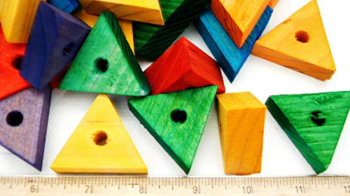 Parrot Toys 50 Triangles Colored Wooden Woods Parts for Birds Cockatoo Amazon