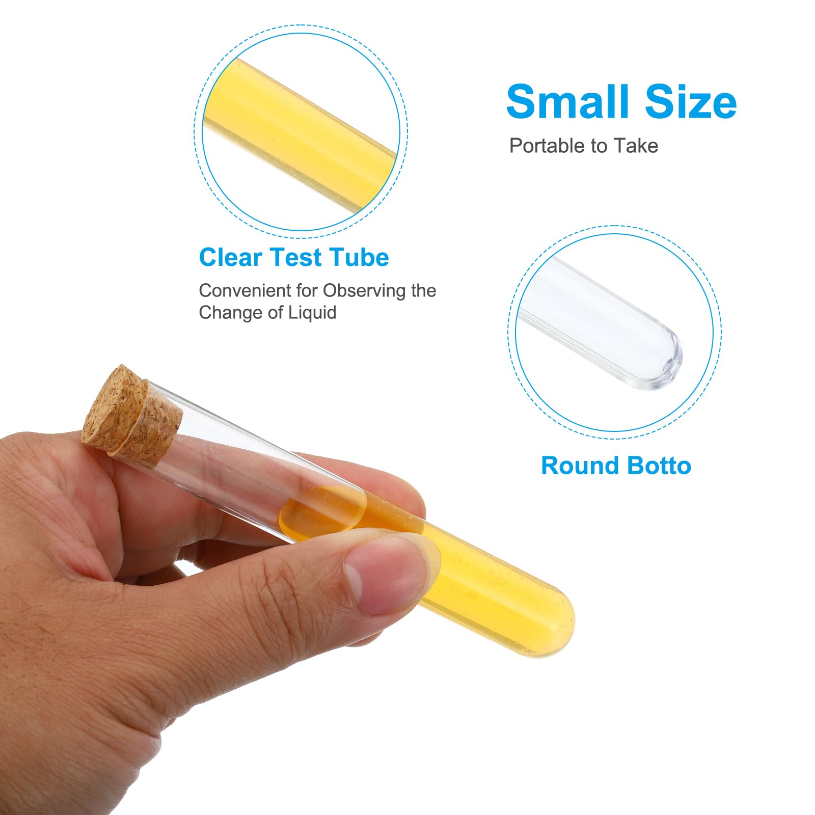 PATIKIL 10ml Test Tubes Set, 10pcs 4.13x0.63" PS Clear Round Bottom Test Tube Containers with Wood Stopper for Bead Party Candy Bath Salt Storage Scientific Experiment Plant Propagation