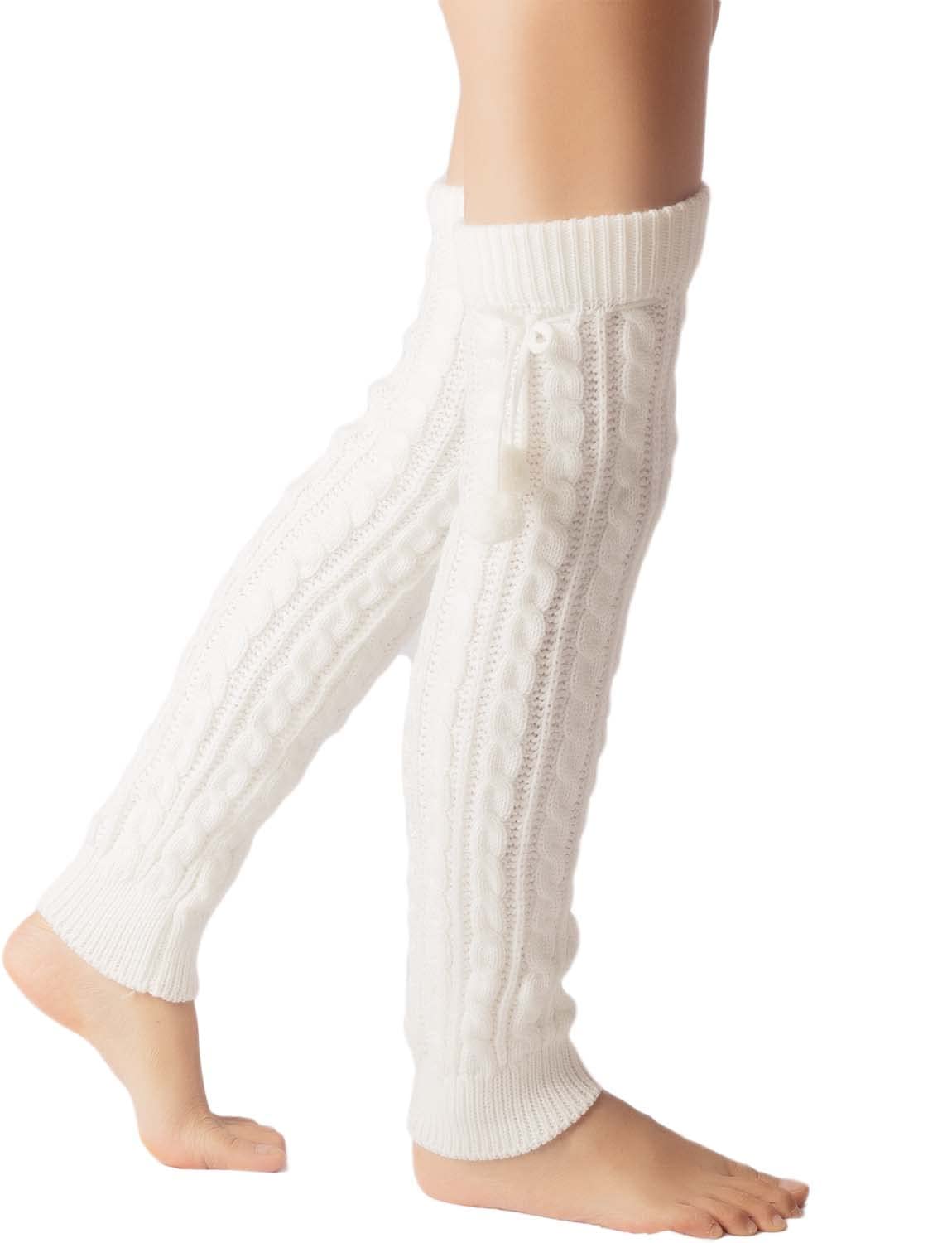 iB-iP Women's Leg Warmer Ballet Dancers Aerobics Cute Knee High Thermal Costume, Size: One Size, White
