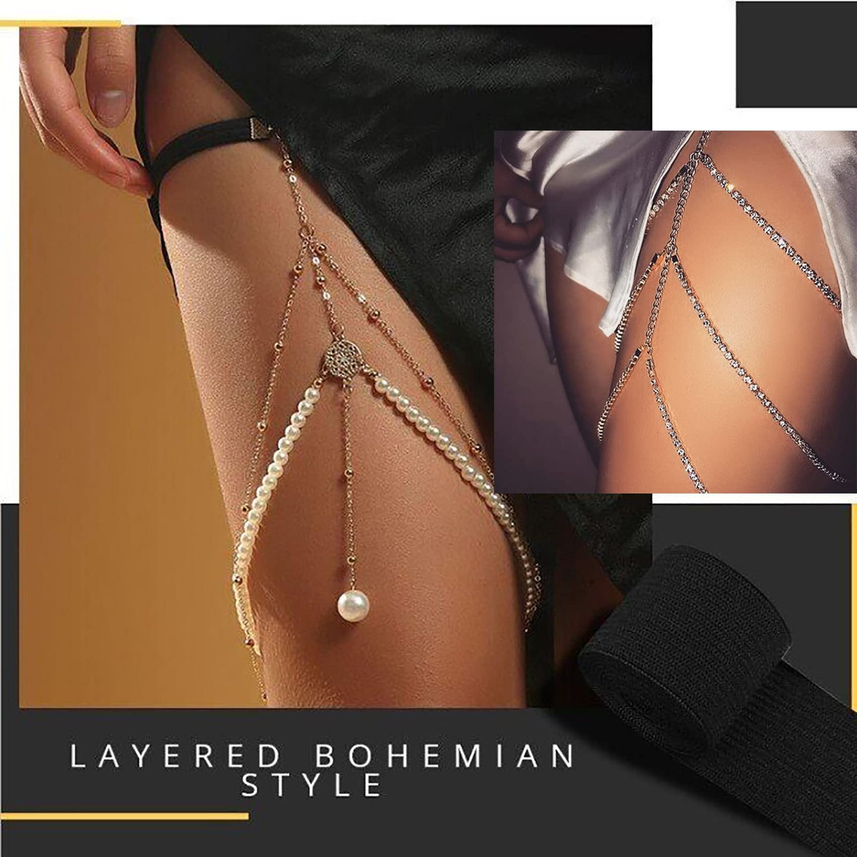 4Pcs Leg Chain Jewelry for Women Snake Charm Thigh Chain For Womens Leg Chain Boho Body Chain for Beach Summer Holiday