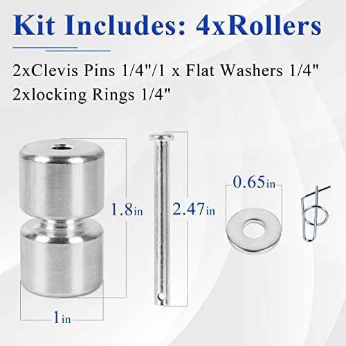 Aluminum Rollers Pins Washers Rings GL1 GMNR925 Compatible with Trailer Tailgate Lift Replacement Kit Fit for Trailer Tailgate, Easy Lift Gate etc Lift Assist Parts-2pck