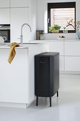 Brabantia Bo Touch Bin Hi - 2 x 30 Litre Inner Buckets (Matt Black) Waste/Recycling Kitchen Bin