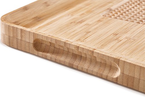 Joseph Joseph Cut & Carve Bamboo Cutting Board with Food Grip and Angled Surface Yellow Large