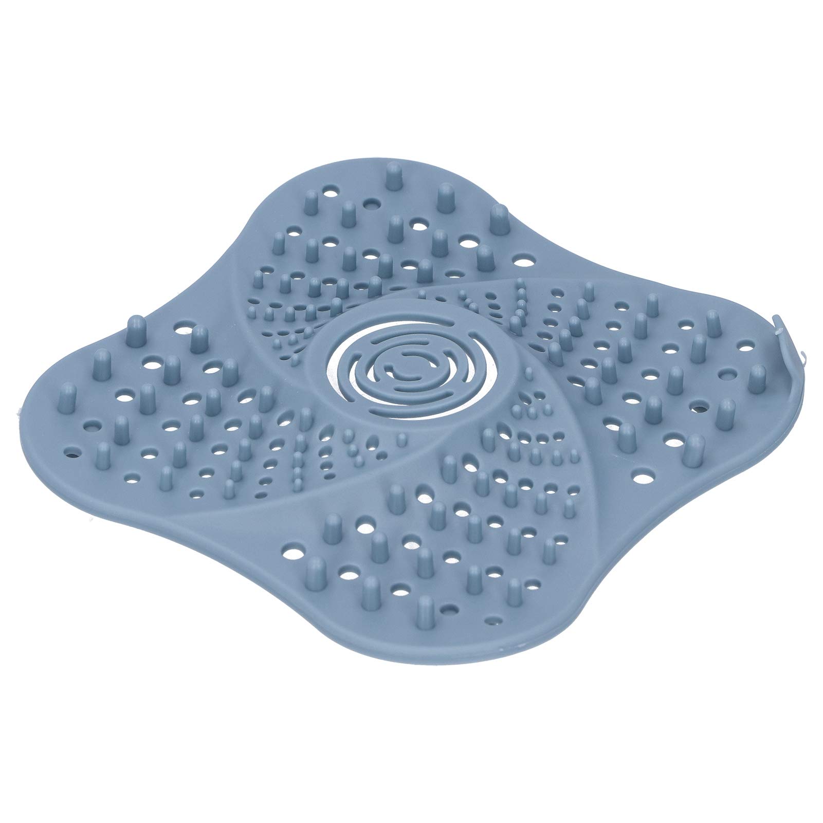 Shower Drain Hair Catcher, Durable Blue Square Hair Stopper Drain Cover, Drain Hair Catcher with Suction Cup for Bathroom Bathtub and Kitchen Easy to Install and Clean