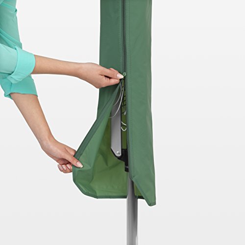 Brabantia Lift-O-Matic Outdoor 4 Arm Clothesline (164 ft/ร 1.8") Height Adjustable, Folding Clothes Drying Rack + Ground Spike & Cover (Gray)