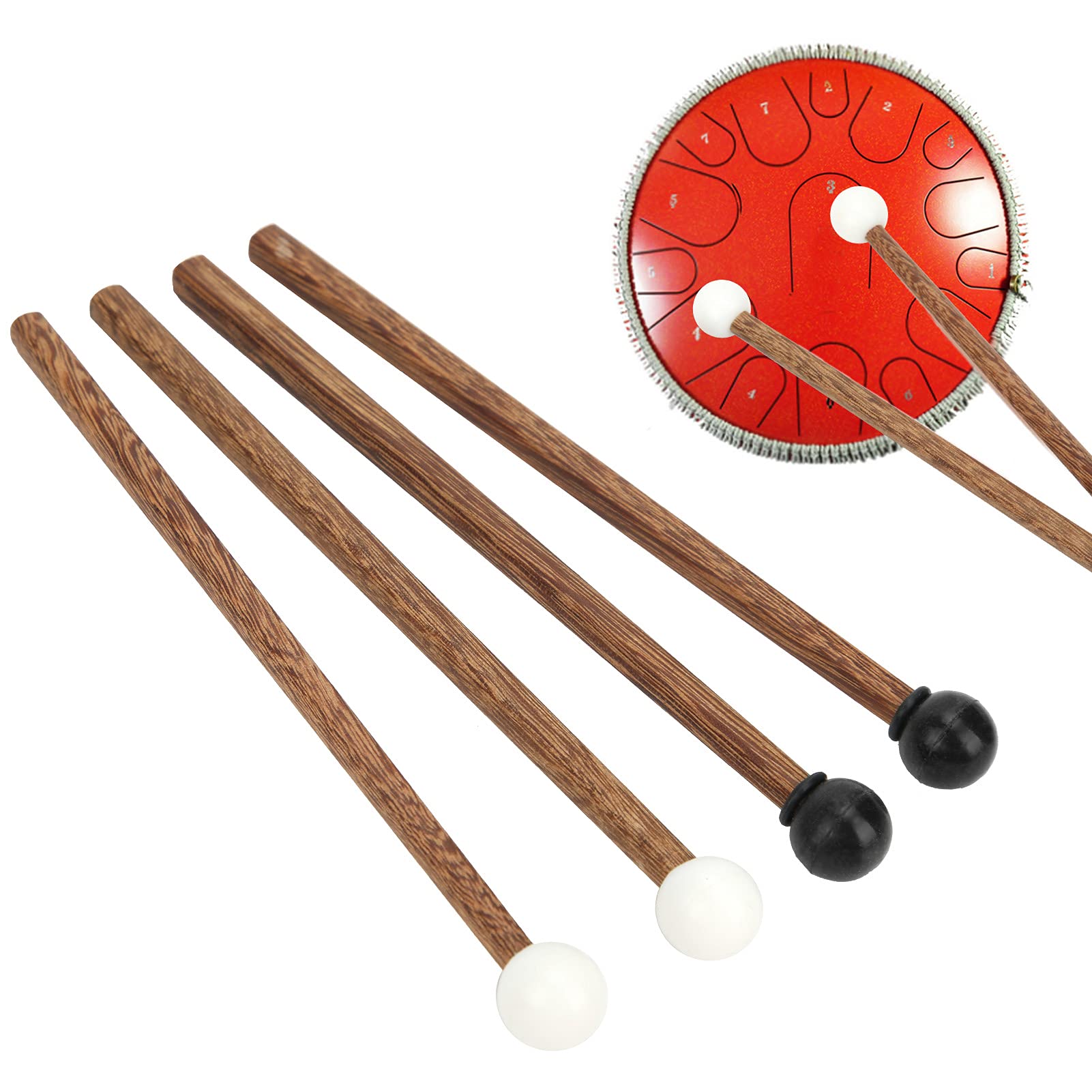 4Pcs Steel Tongue Drum Mallet, Children's Rubber Drumsticks 6.5in Percussion Instrument Parts for Child Drummers and Practitioners