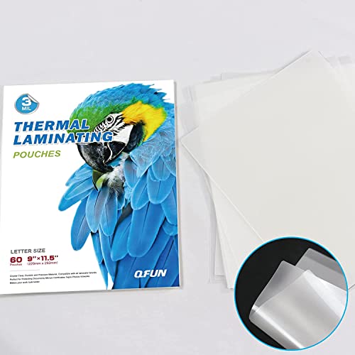 Qfun Laminator Machine and Laminating Pouches Bundle, 9-inch Lamination with Letter Size Laminating Sheets, 3mil 80pack