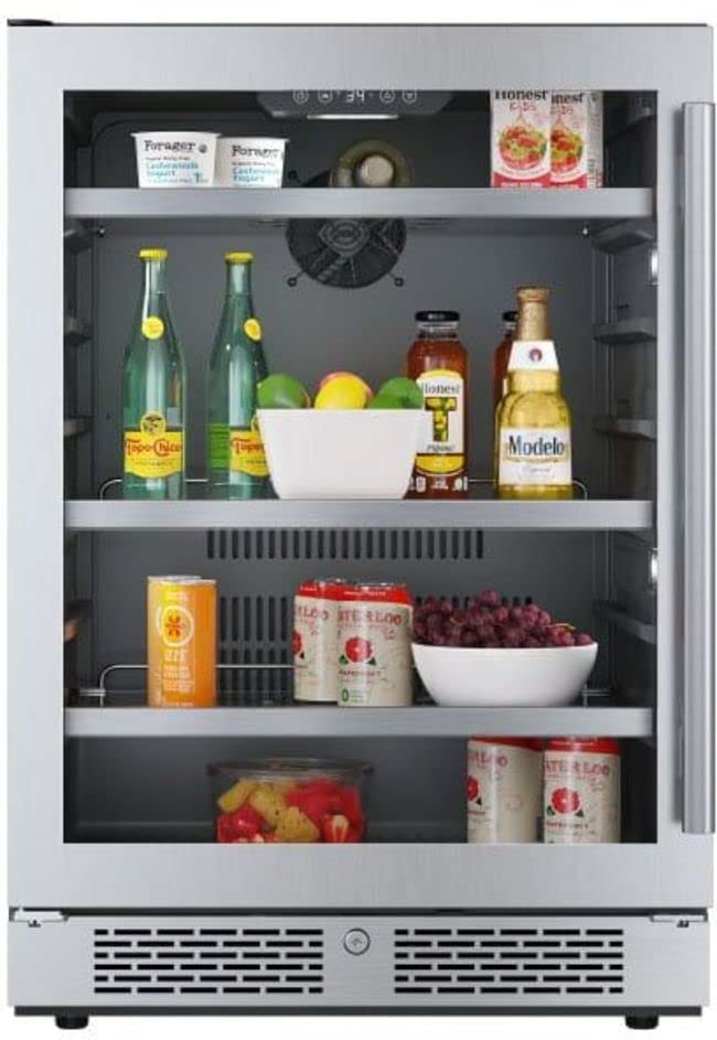 Avallon ABR242SGLH 24 Inch Wide 140 Can Energy Efficient Beverage Center with LED Lighting, Double Pane Glass, Touch Control Panel and Left Swing Door