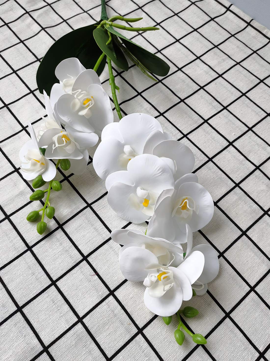 Suandsu 1 Bouquet Artificial Phalaenopsis Fake Butterfly Orchid Home Hotel Office Garden Craft Art Decor 19'' High White