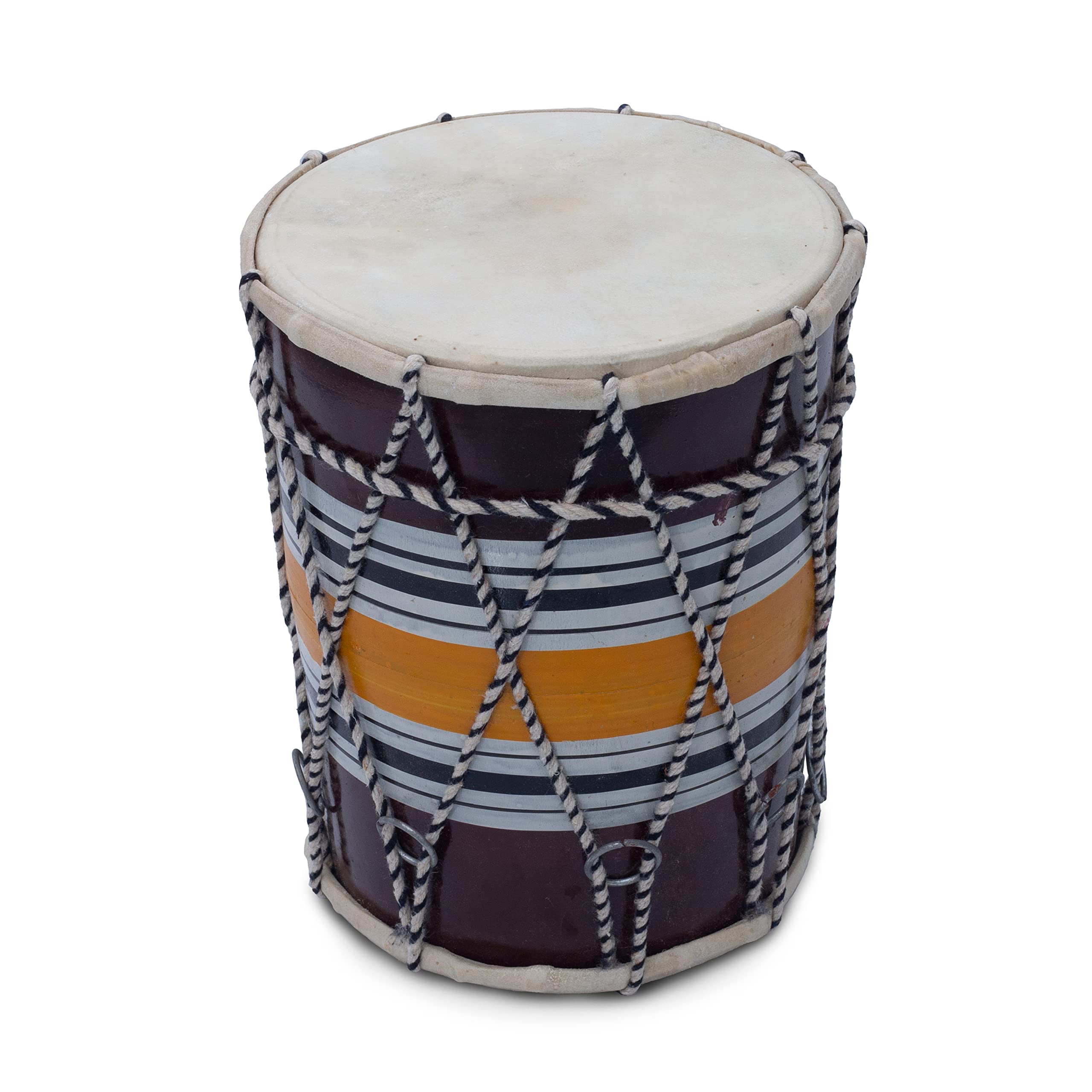 8 x 6 Inch Handmade Wooden & Leather Classical Indian Folk Tabla Drum Set Hand Percussion Drums World Musical Instruments Punjabi Dhol Dholak Dholki 8 x 6 Inches Fun Birthday Housewarming Gift Ideas