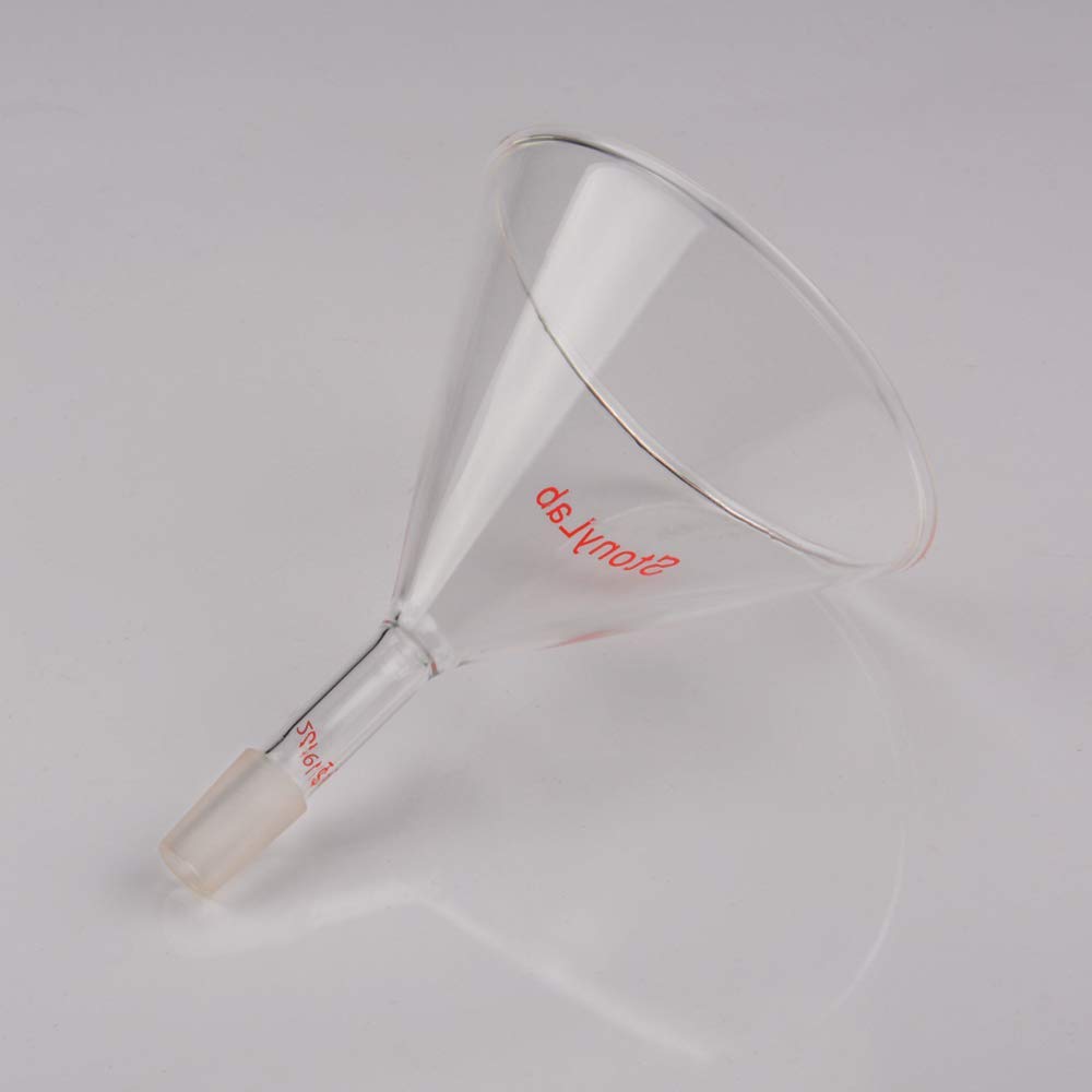 StonyLab Glass Short Stem Powder Funnel with 100 mm Top O.D. and 19/22 Inner Joint Filter Funnel Glass Funnel