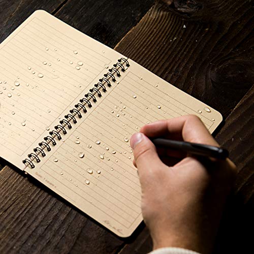 Rite in the Rain Weatherproof Side Spiral Notebook, 4.625" x 7", Tan Cover, Universal Pattern, 3 Pack (No. 973TL3)