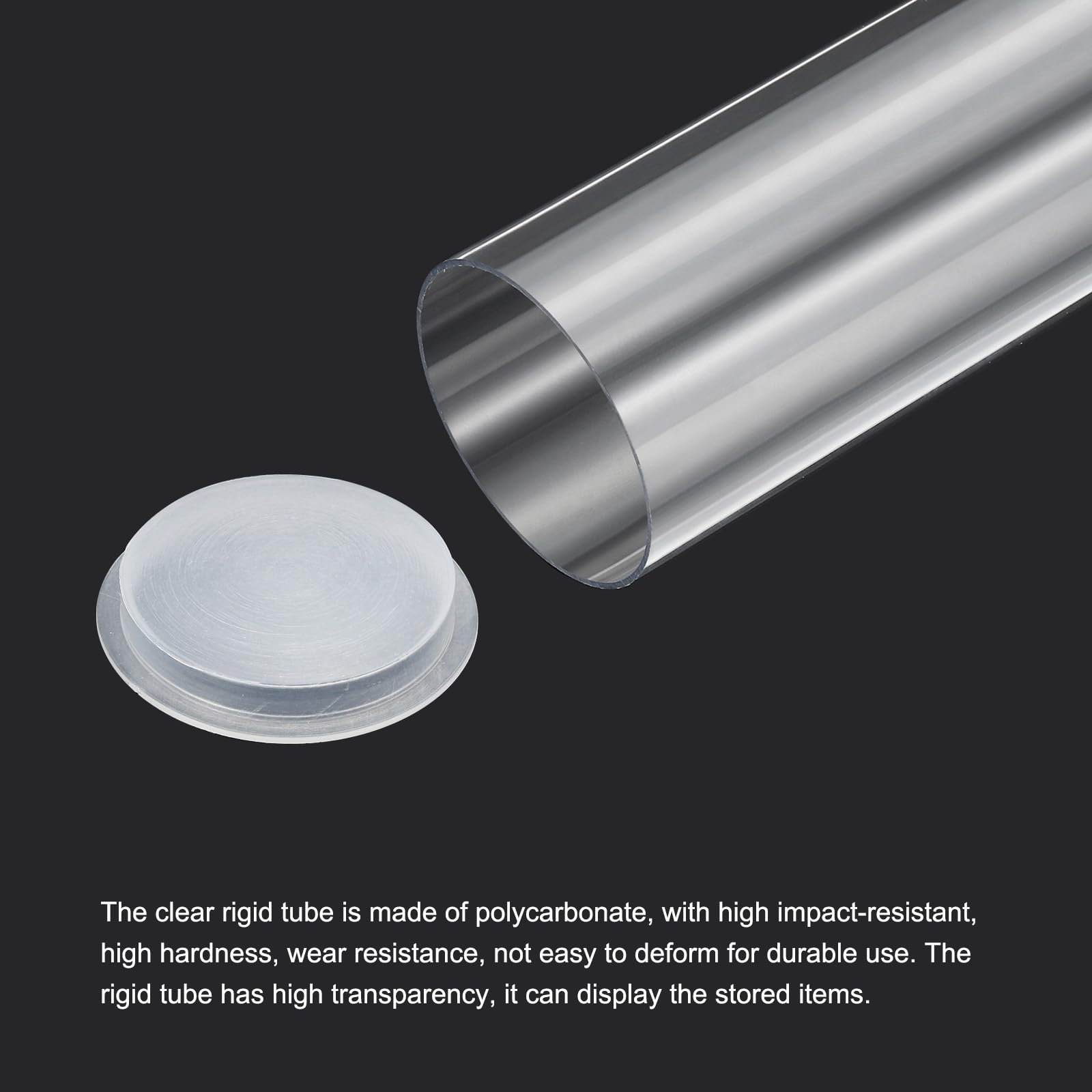 PATIKIL 5.9"L x 1.7"Dia Clear Storage Tubes, 2Pcs PC Plastic Transparent Hollow Round Rigid Tube with Cap for Beads Bath Salt Container Wedding Party Favors