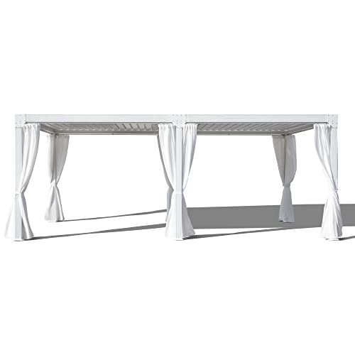 Joyside 12β x 20β Outdoor Louvered Pergola - Patio Aluminum Pergola with Adjustable Louvered Roof, Water-Proof Gazebo Sunshade Shelter with Netting Included, White Frame