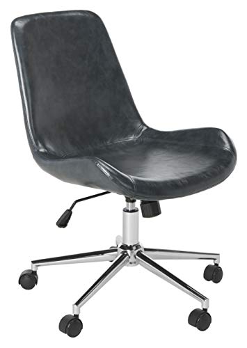 SAFAVIEH Home Collection Fletcher Dark Grey Faux Leather/ Chrome Swivel Adjustable Height Office Desk Chair