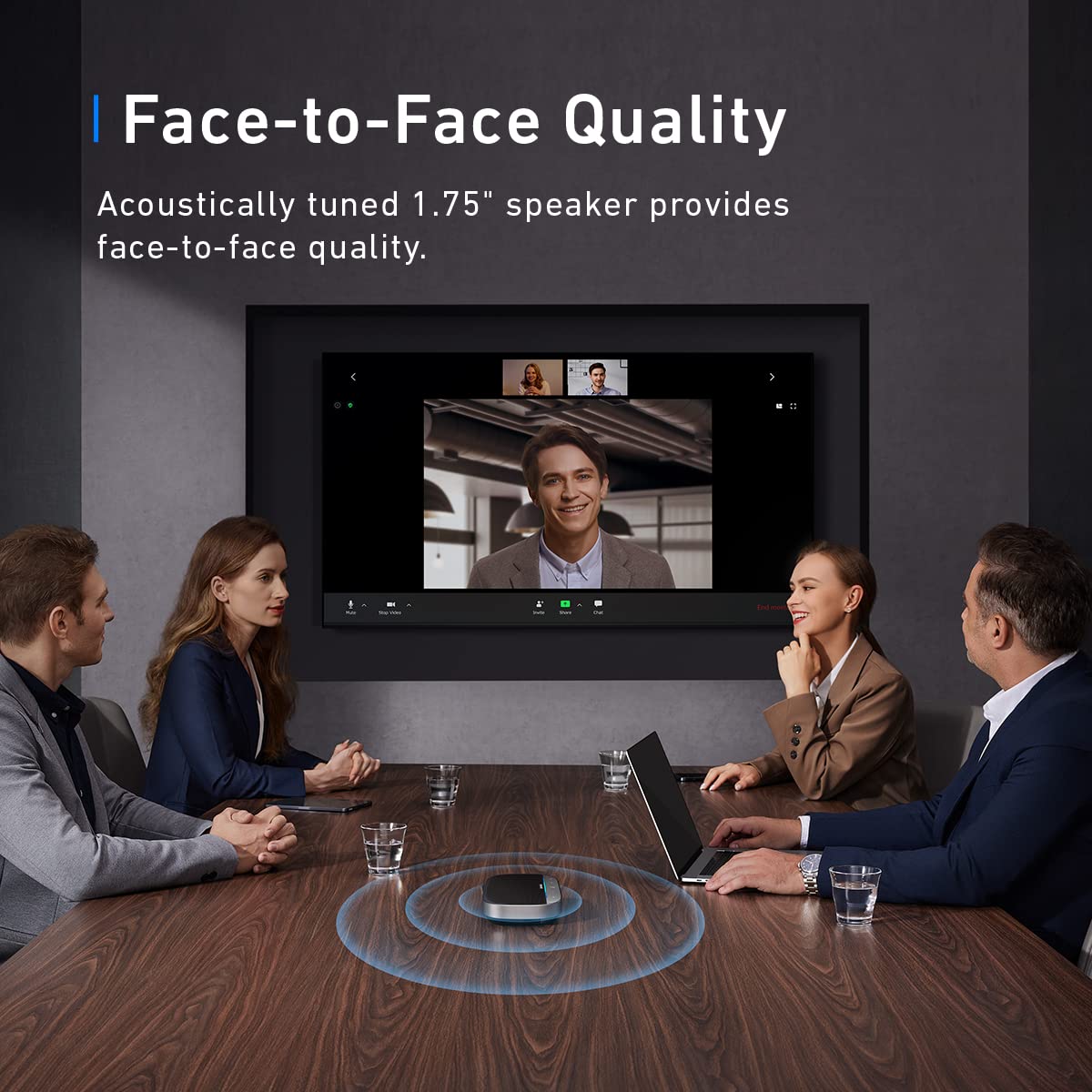 AnkerWork SR500 Conference Speaker and Microphone with Deep Learning, 8 Mics, 48 kHz, Connect 5 Speakerphones in Daisy Chain, AI Noise Cancellation, Premium Pickup in Conference Rooms Up to 45 People