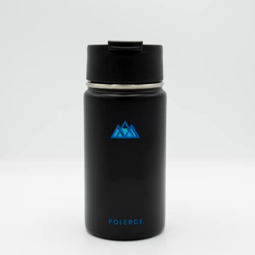 Castellanos Polerce 12 Oz Coffee Stainless Steel Travel Mug - Vacuum Insulated Double Wall Thermally Insulated Wide Mouth Bottle - BPA Free, Rust and Leak Proof (Black)
