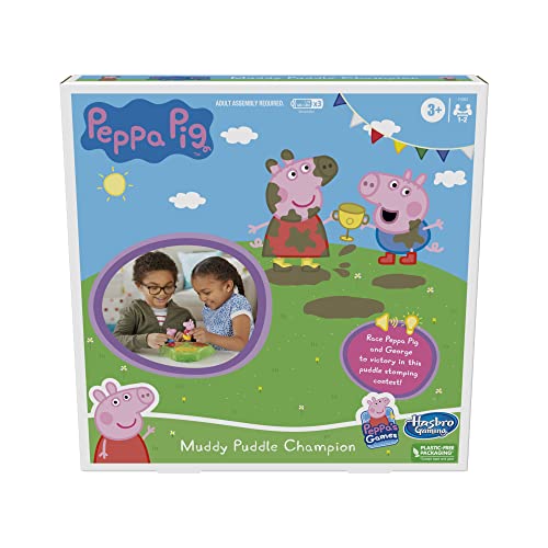 Hasbro Gaming Peppa Pig Muddy Puddle Champion Board Game for Kids Ages 3 and Up, Preschool Game for 1-2 Players