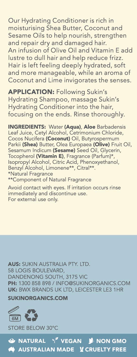 Sukin Haircare Hydrating Conditioner, 33.82 Ounce