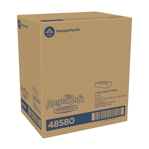Georgia-Pacific Angel Soft Professional Series 2-Ply Facial Tissue, 30 Flat Boxes, 100 Sheets Per Box (48580)