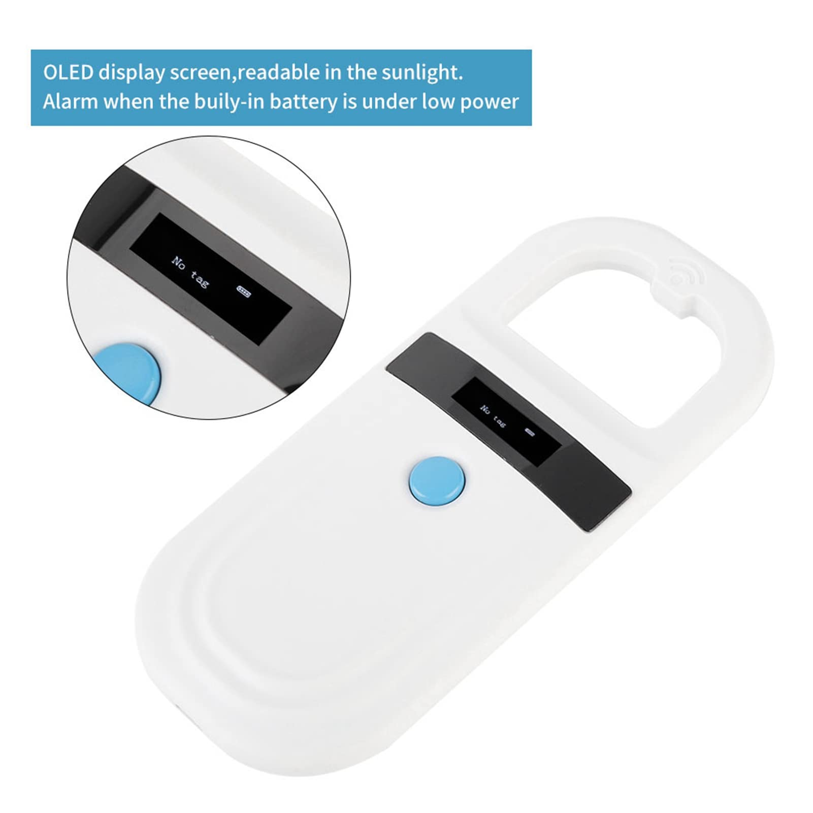 ASHATA Pet Microchip Scanner, Rechargeable Animal Chip ID Scanner OLED Display Support FDX B ISO11784 / 11785 EMID Handheld RFID Reader for Animal/Pet/Dog/Cat