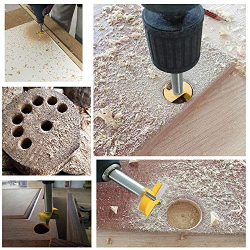 Yakamoz 5Pcs 15-35mm Carbide Forstner Drill Bit Set Hinge Hole Saw Cutter Wood Slabs Flat Wing Boring Drill Bits Auger Opener Woodworking Tool