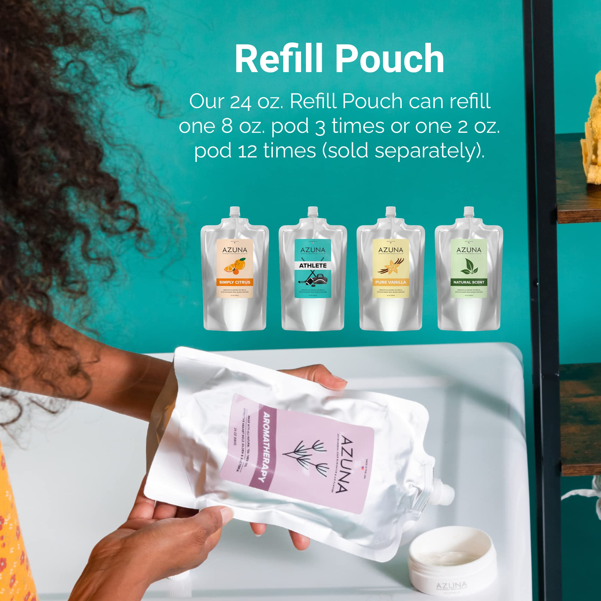Azuna All-Natural Odor Remover Gel, Small Room | Air Purifier with Tea Tree Oil | Plant-Based & Long Lasting | For Pet Odors, Smoke & Strong Odors | Lavender Aromatherapy, 2 oz.
