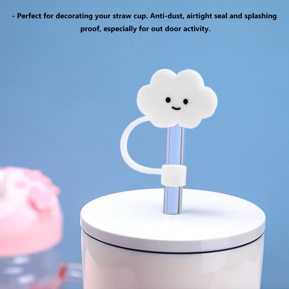 Abaodam 2Pcs Straw Tips Cover Straw Covers Cap for Reusable Straws Cloud Shape Straw Protector
