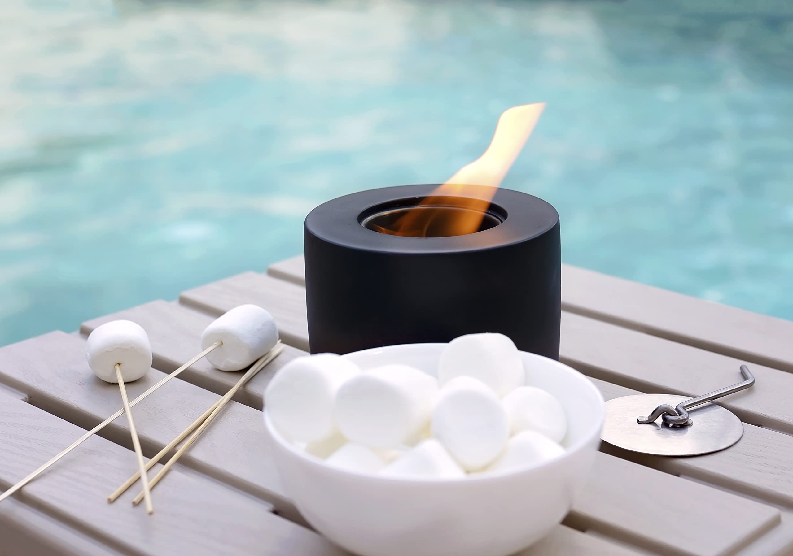 Ang Lifestyle Products Tabletop Fire Pit Rubbing Alcohol Fireplace Fireplace for Indoor and Outdoor Small Mini Smores Maker Mini Fire Pit Concrete Bowl Fire Pit Bowl Black