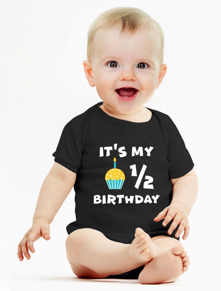 Tstars Half Birthday Outfit Baby Boy Girl One 1/2 Year Old Milestone Infant Bodysuit 12M (6-12M) Navy