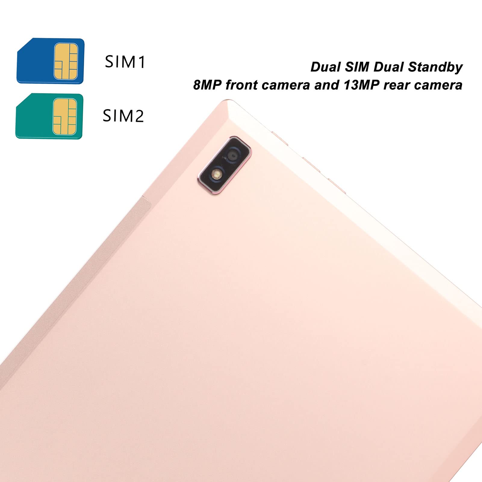 Aqur2020 10.1 Inch Tablet, 8GB RAM 128GB ROM 8MP Front 13MP Rear Dual SIM Dual Standby Tablet for Entertainment (US Plug)