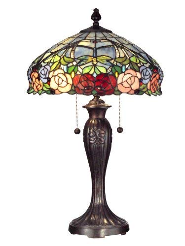 Dale Tiffany TT12232 Tiffany/Mica Two Light Table Lamp in Bronze/Dark Finish, 16.25 inches, 27.00x16.25x16.25, Fieldstone