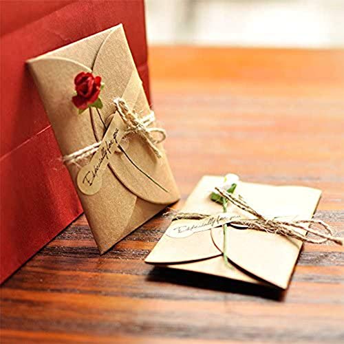 JOHOUSE Holiday Cards Dried Flowers Greeting Cards, 50PCS Handmade Vintage Kraft Blank Note Card Thank Notes, Mothers Day Cards Bulk, Happy Spring Cards