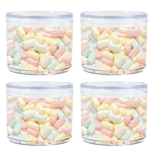 novelinks 40 Pack 8 Ounce Clear Plastic Pot Jars with Lids - Refillable Leak Proof Plastic Container Jars for Travel Storage & Household Storage (Circular)