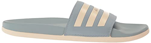 adidas Unisex Adilette Comfort Slide Sandal, Magic Grey/Wonder White/Gold Metallic, 19 US Women