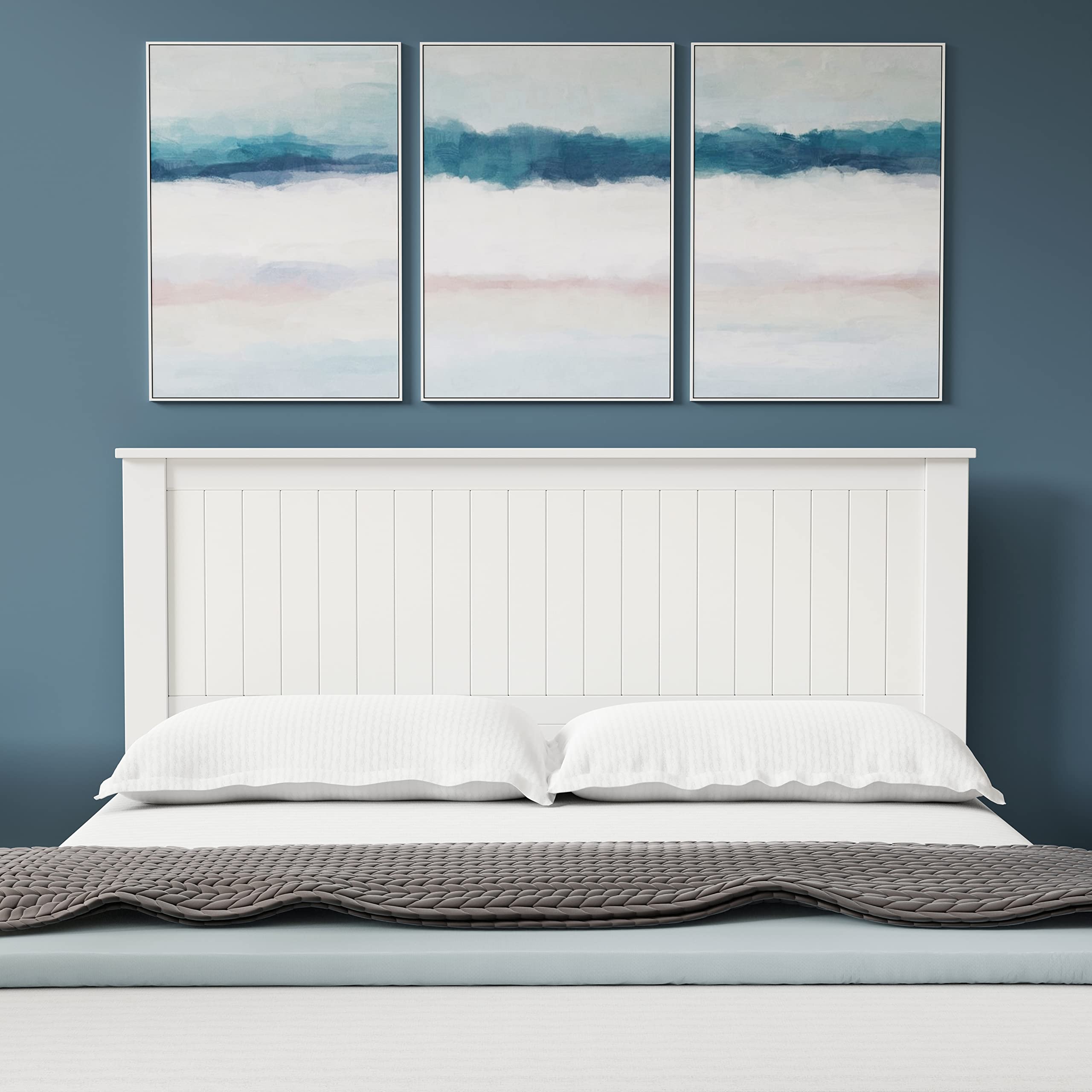 Glenwillow Home Wainscott Wood Panel Headboard in White - Queen Size