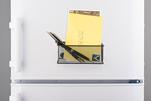 MyGift Matte Black Metal Magnetic Marker Holder for Whiteboard, Office Supplies and Accessory Storage Mesh Baskets for Fridge, Set of 6
