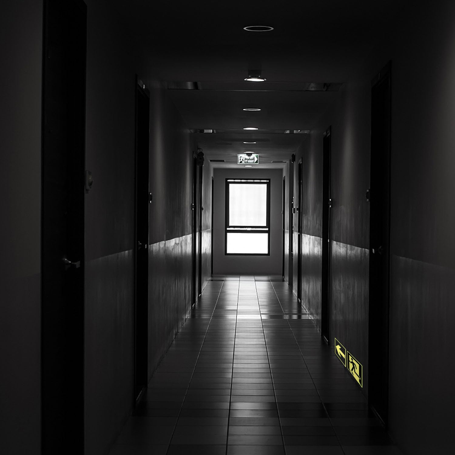 Ashoaza Emergency Exit Sign Glow in the Dark Exit Decals, 8 pcs, (cm 15x15), Running Man Sign with Directional Arrow of Exit Light Stickers