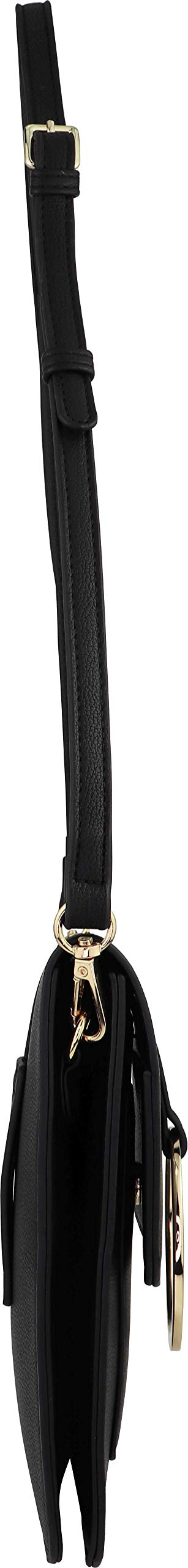 B BRENTANO Vegan Small Flap-Over Crossbody Bag and Waist Purse with RIFD Blocking (Black)