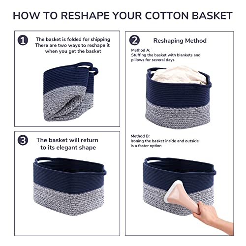 Goodpick Cube Storage Bins - Shelf Baskets for Storage Towel Book Cloth Storage Bins for Office Woven Basket for Shelves Baby Laundry Basket Toys storage Basket Closet Storage Basket 13''x9.8''x 9''