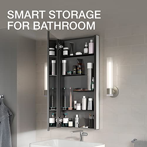 KOHLER K-81148-DA1 Maxstow Frameless Surface Mount Bathroom Medicine Cabinet, 20" x 40", Dark Anodized Aluminum