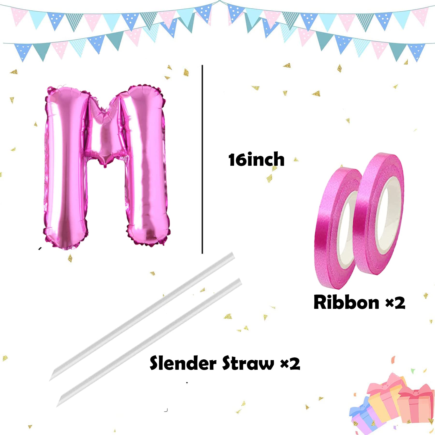 Letter Balloons Foil Mylar Wedding Birthday Bridal Shower Anniversary Celebration Graduation Party Decoration Alphabet (Hot pink)