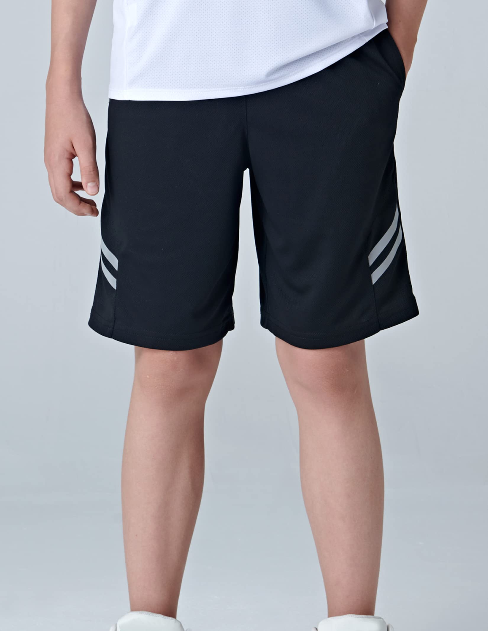 5 Pack Big Boys Youth Athletic Mesh Basketball Shorts with Pockets Quick Dry Activewear (Set 2, Medium)