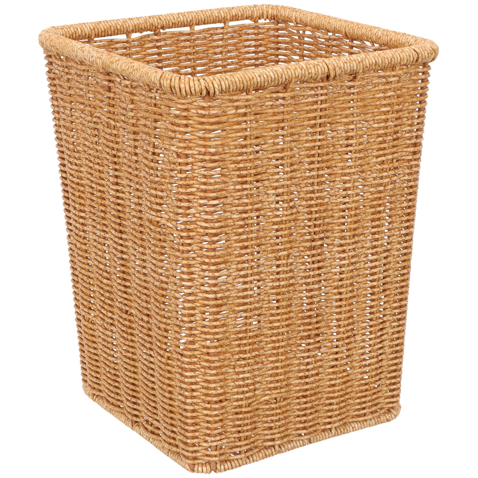 Amosfun Rattan Trash Can Wicker Desktop Organiser Basket Home Bathroom Laundry Hampers 10.8 Inch Tall