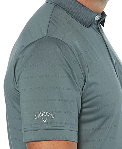 Callaway Men's Basic Short Sleeve Opti-Vent Open Mesh Polo Golf Shirt, Quiet Shade , Large
